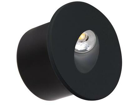 Spot LED mural rond noir 3W 4000K